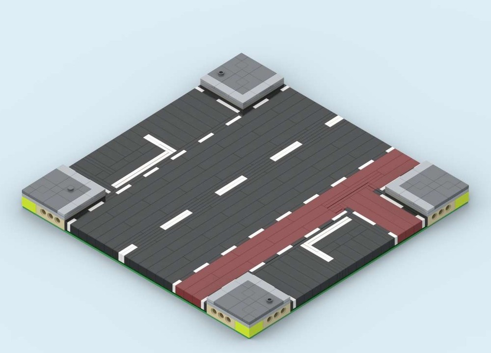 LEGO MOC MILS Road Intersection 20 Studs Wide with Bike Path and a way ...