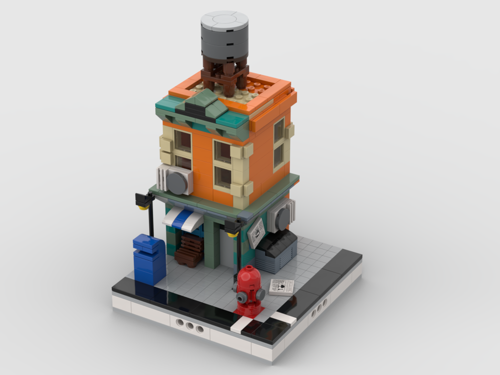 Lego Moc Neighborhood Building With Shop For Mini Modular City By
