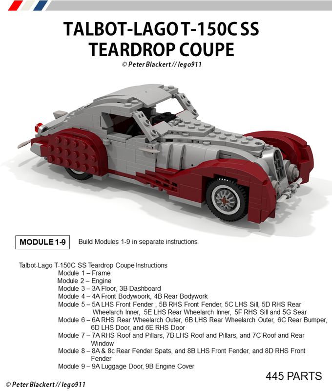 Lego Moc Talbot Lago T 150 Ss Teardrop Coupe Miniland 121 Display