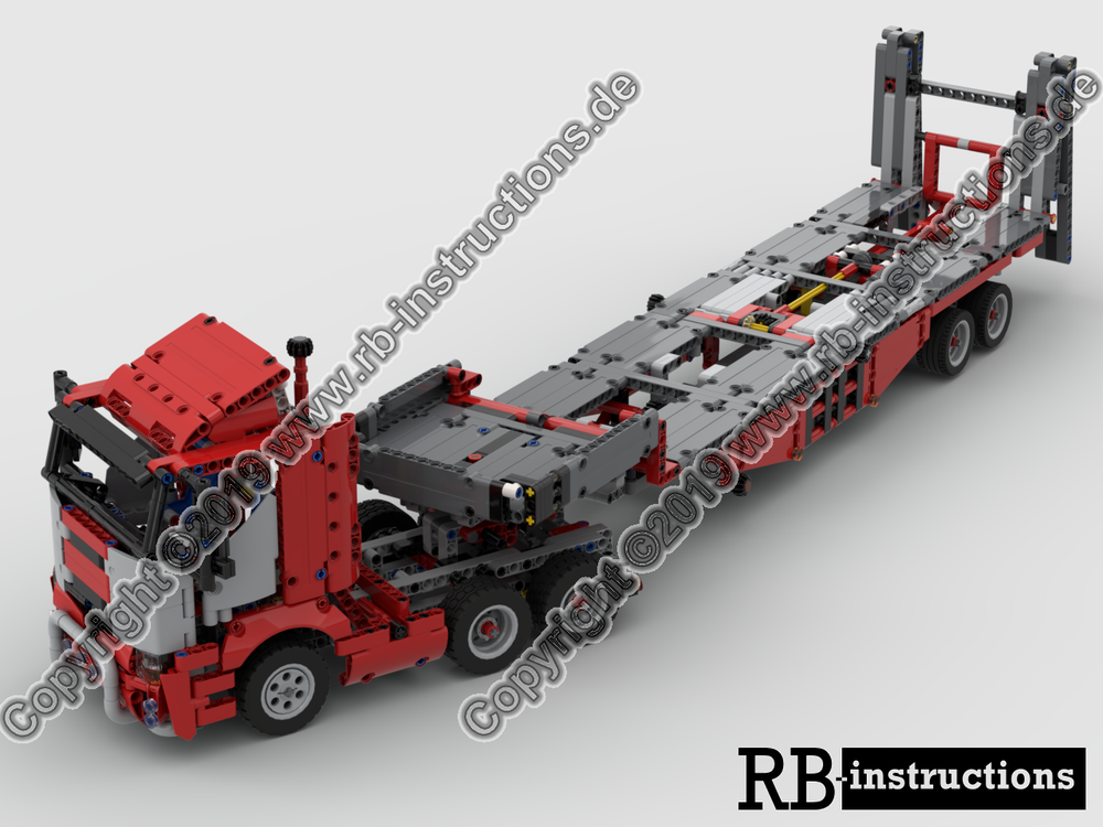 LEGO MOC 42098 C-Model -> complete 3 Axle Tractor Unit with Low loader ...