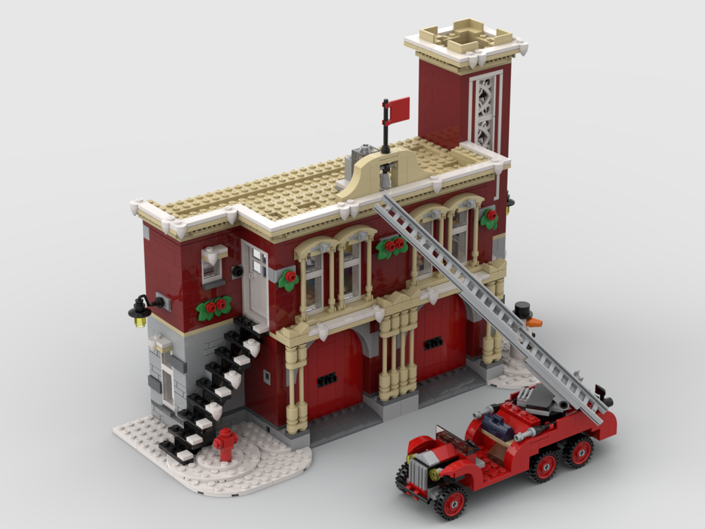 LEGO MOC Large Winter Fire Station by tango2110 | Rebrickable - Build ...