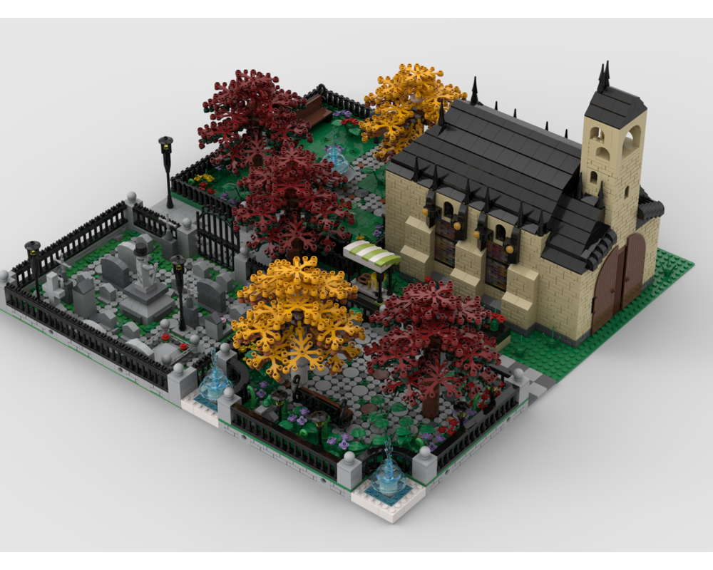 LEGO MOC Modular Church With Cemetery | build from 4 MOCs by gabizon ...