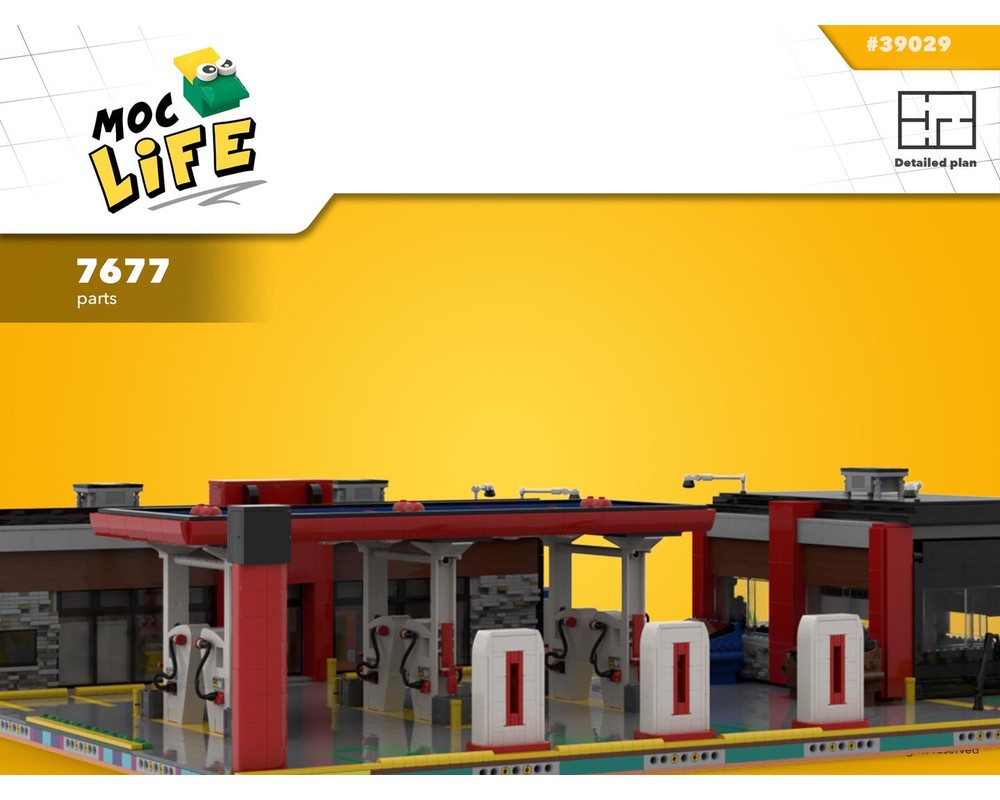 Lego Moc Gas Station With No Contact Car Wash By Moclife Rebrickable Build With Lego