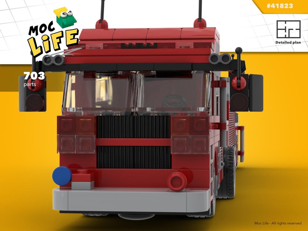 Lego Moc Tiller Fire Engine By Moclife Rebrickable Build With Lego
