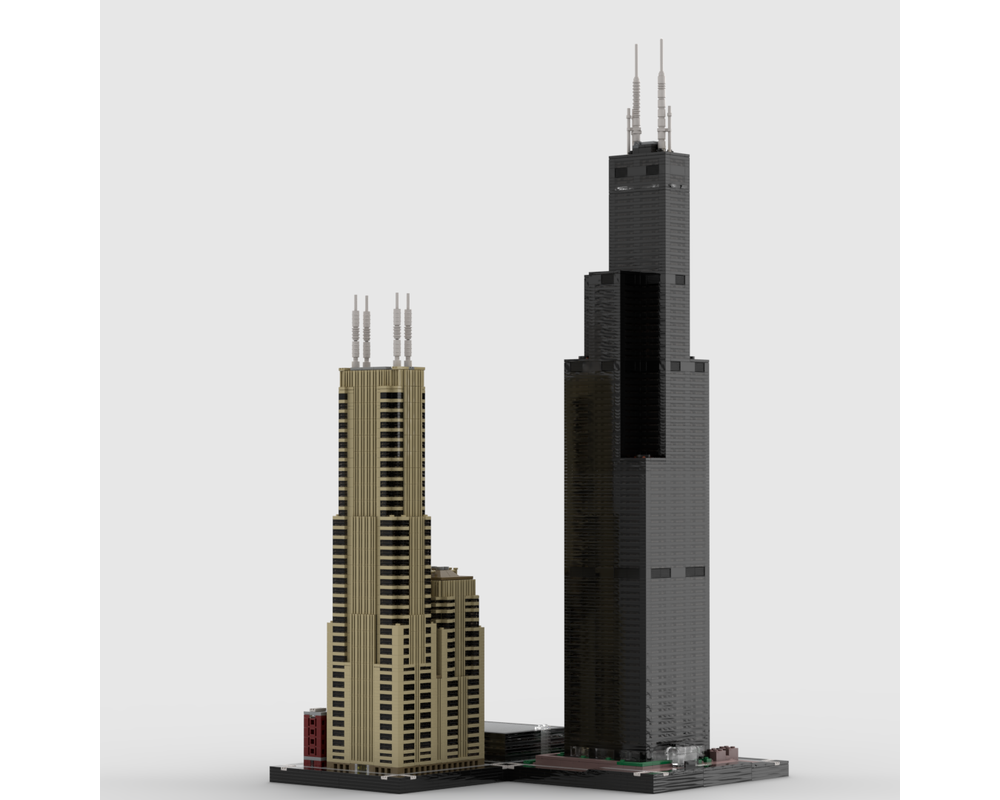 LEGO MOC Franklin Center and Sears Tower at 1/650th Scale by ...