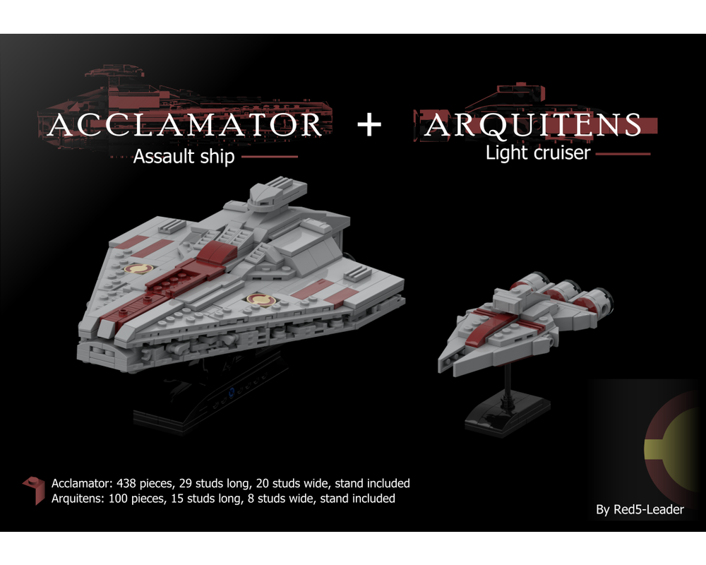 LEGO MOC-45934 Acclamator Assault ship and Arquitens Light cruiser ...