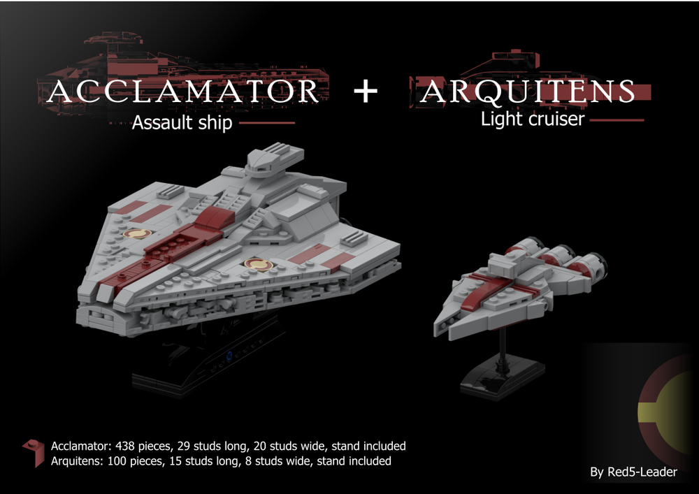 LEGO MOC Acclamator Assault ship and Arquitens Light cruiser by Red5 ...