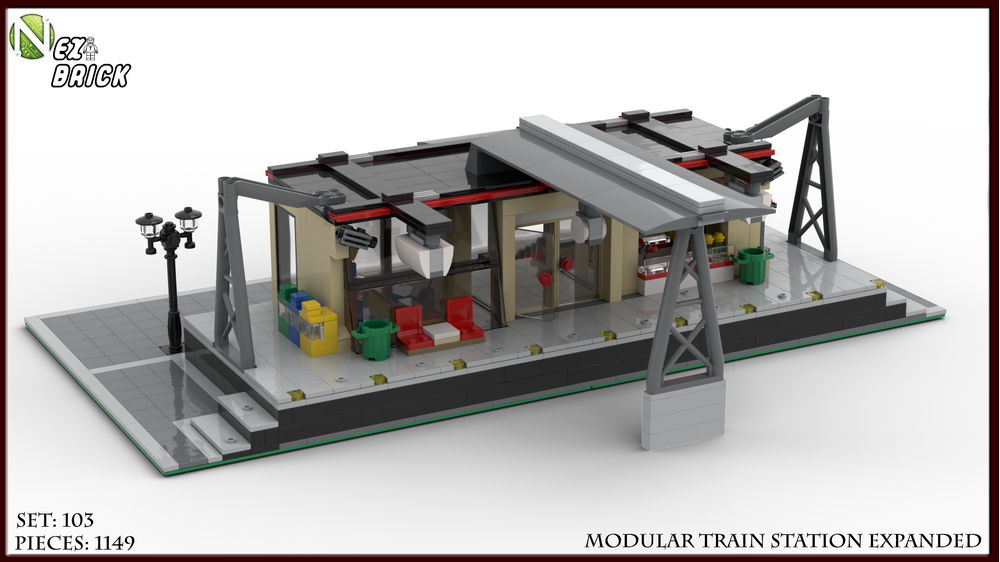 LEGO MOC Modular Train Station Expanded by CyberLogic | Rebrickable ...