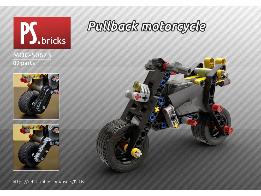 LEGO MOC Pullback motorcycle with drive chain by Pakis | Rebrickable ...