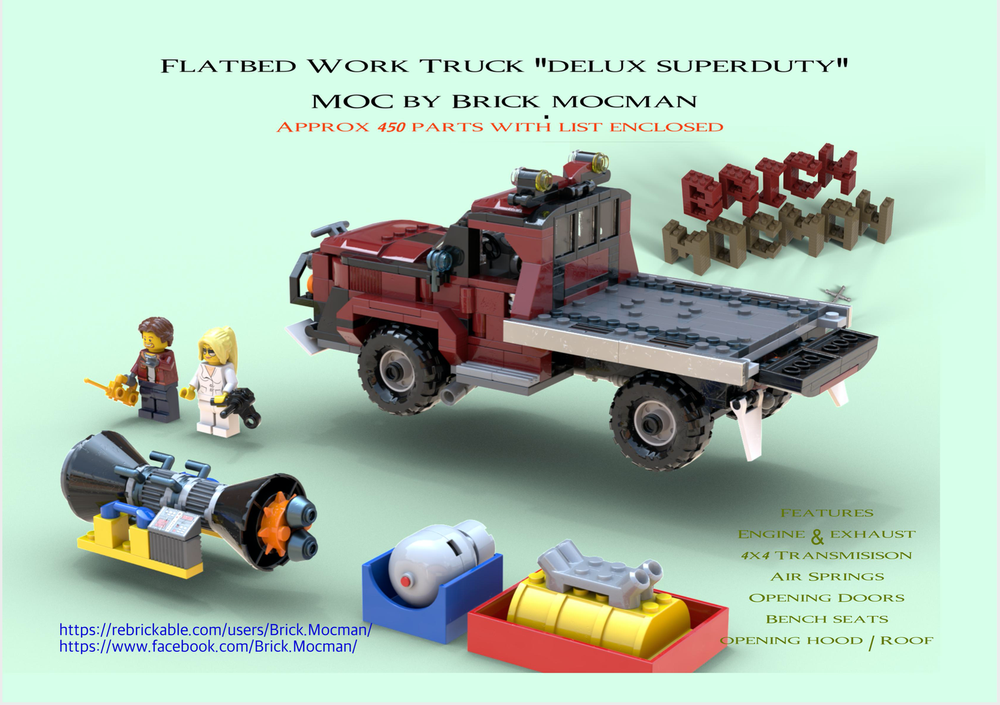 LEGO MOC Truck - Flatbed Deluxe Superduty (Dark Red) by Brick.Mocman ...