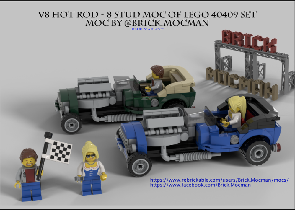 LEGO MOC V8 HotRod 8 Stud - Blue Convertible (FREE) by Brick.Mocman ...