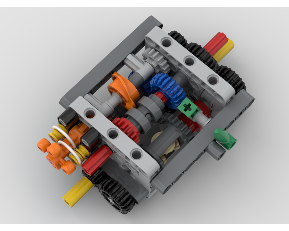 LEGO MOC Compact symmetrical 4 speed AWD gearbox with differential lock ...