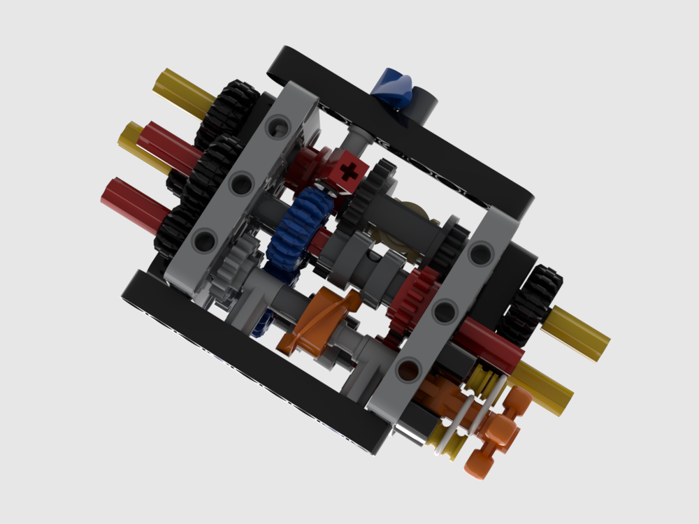 LEGO MOC Compact symmetrical 4 speed AWD gearbox with differential lock ...