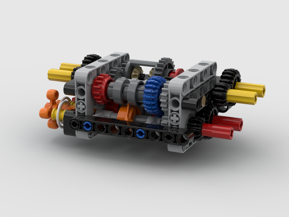 LEGO MOC Compact symmetrical 4 speed AWD gearbox with differential lock ...