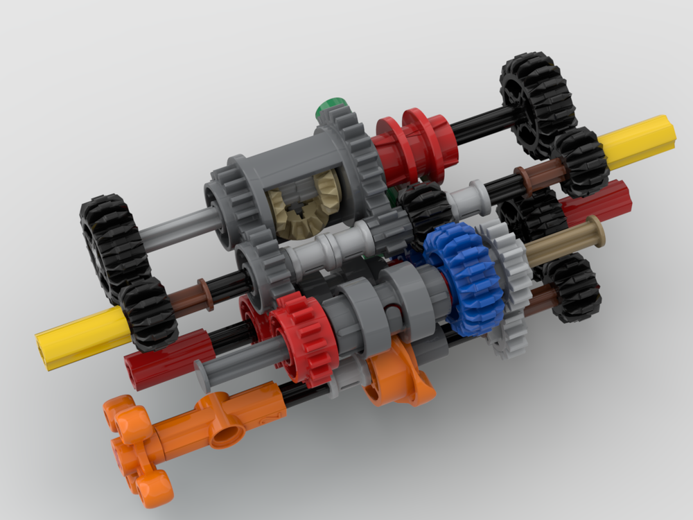 LEGO MOC Compact symmetrical 4 speed AWD gearbox with differential lock ...