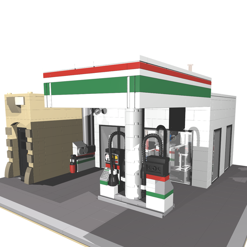 LEGO MOC Corner Service Station by Berth | Rebrickable - Build with LEGO