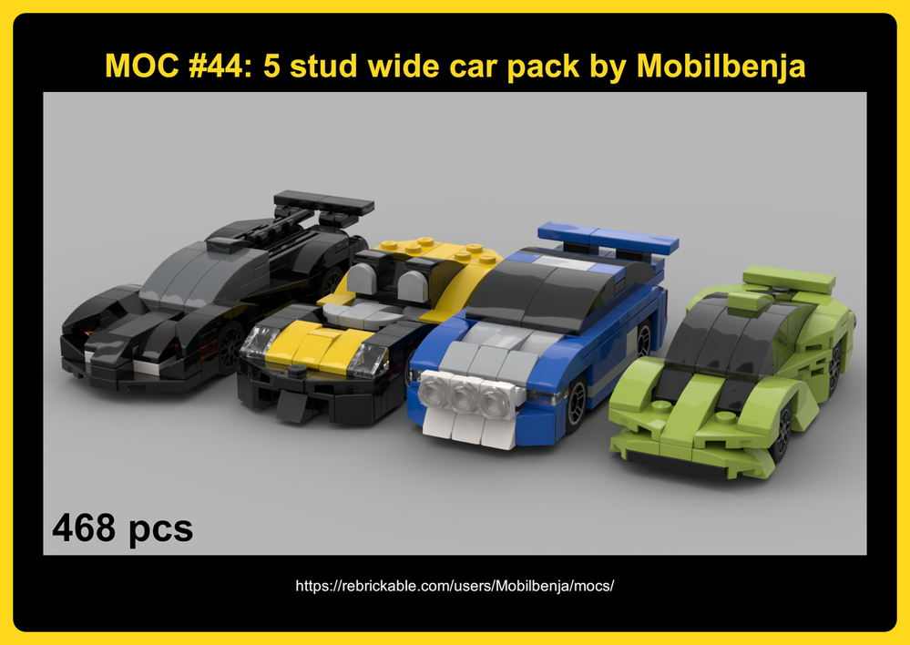 LEGO MOC Car pack #9 (5 stud wide) by Mobilox Studios | Rebrickable ...