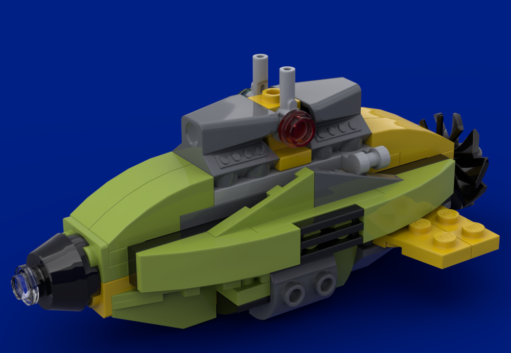 Lego Moc Lime Yellow Submarine By Dafeld Rebrickable Build With Lego