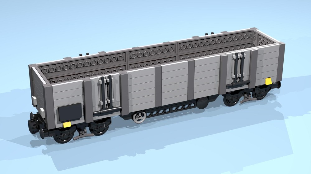 LEGO MOC 8-Wheel Open Wagon (SNOT, gray, 6 studs high, 9 studs wide) by ...