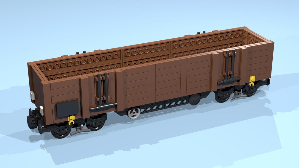 LEGO MOC 8-Wheel Open Wagon (SNOT, brown, 6 studs high, 9 studs wide ...