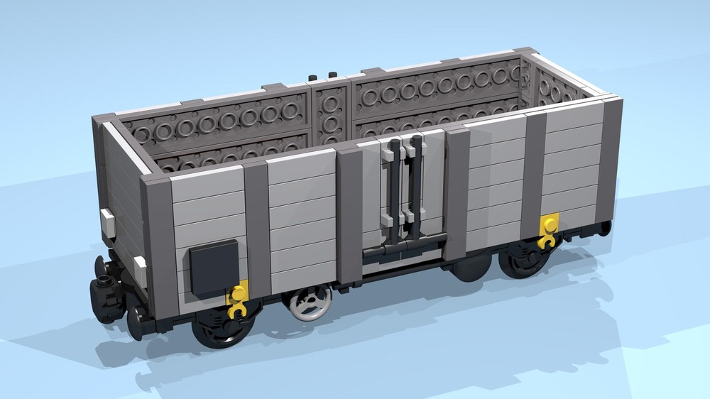 LEGO MOC 4-Wheel Open Wagon (SNOT, gray, 6 studs high, 8 studs wide) by ...