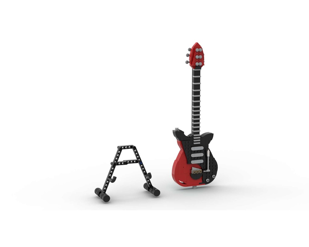 LEGO MOC BMG Brian May custom built Guitar Red Special & Display stand ...