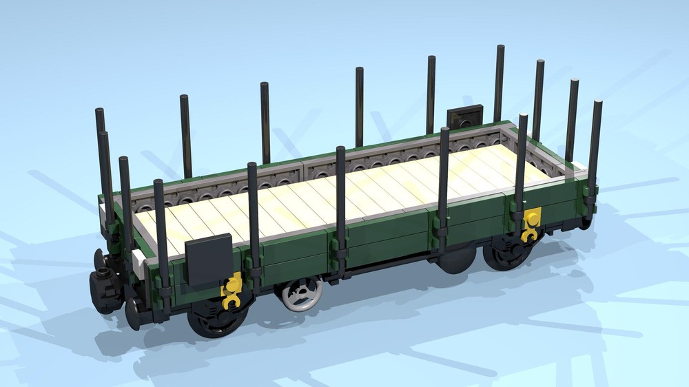 LEGO MOC-63083 4-Wheel Stake Wagon (SNOT, green, 8 studs wide) by ...