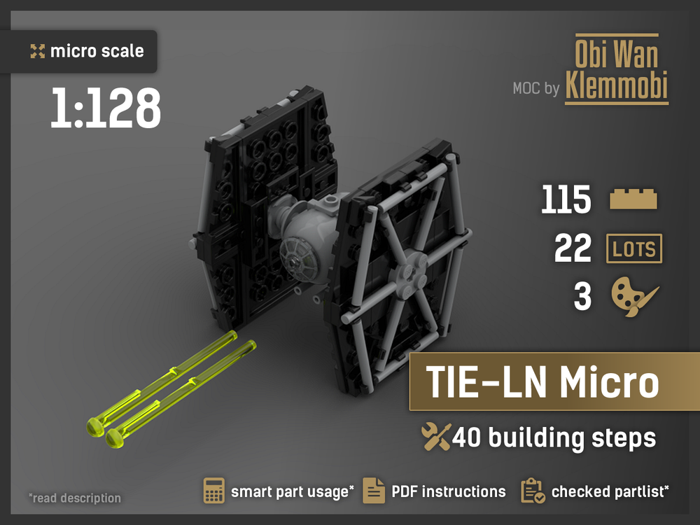 LEGO MOC Micro Series TIE-LN, 1:128 by obiwanklemmobi | Rebrickable ...