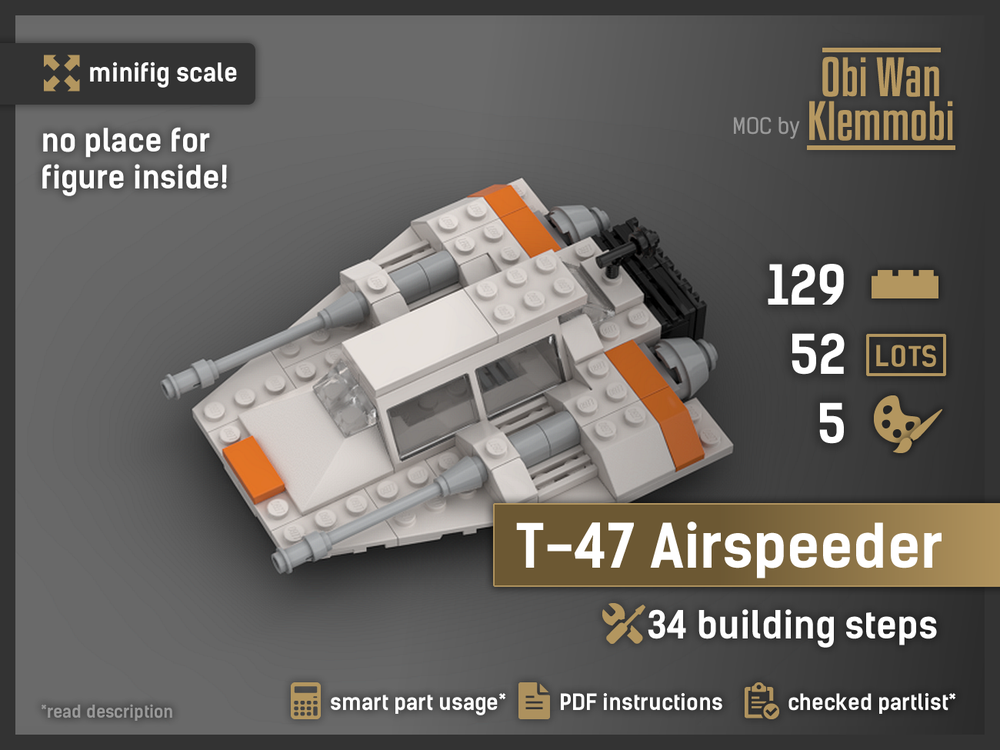 LEGO MOC T-47 airspeeder by obiwanklemmobi | Rebrickable - Build with LEGO