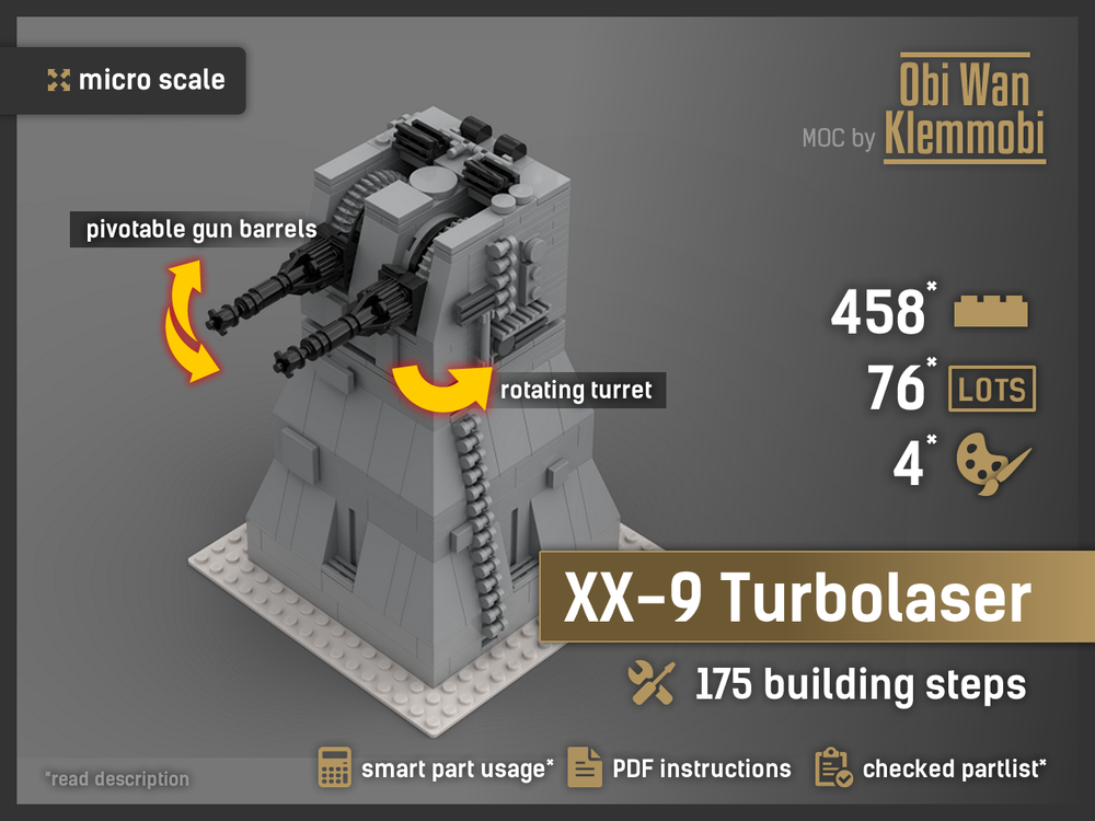 Lego Moc Micro Series Turbolaser 1128 By Obiwanklemmobi Rebrickable