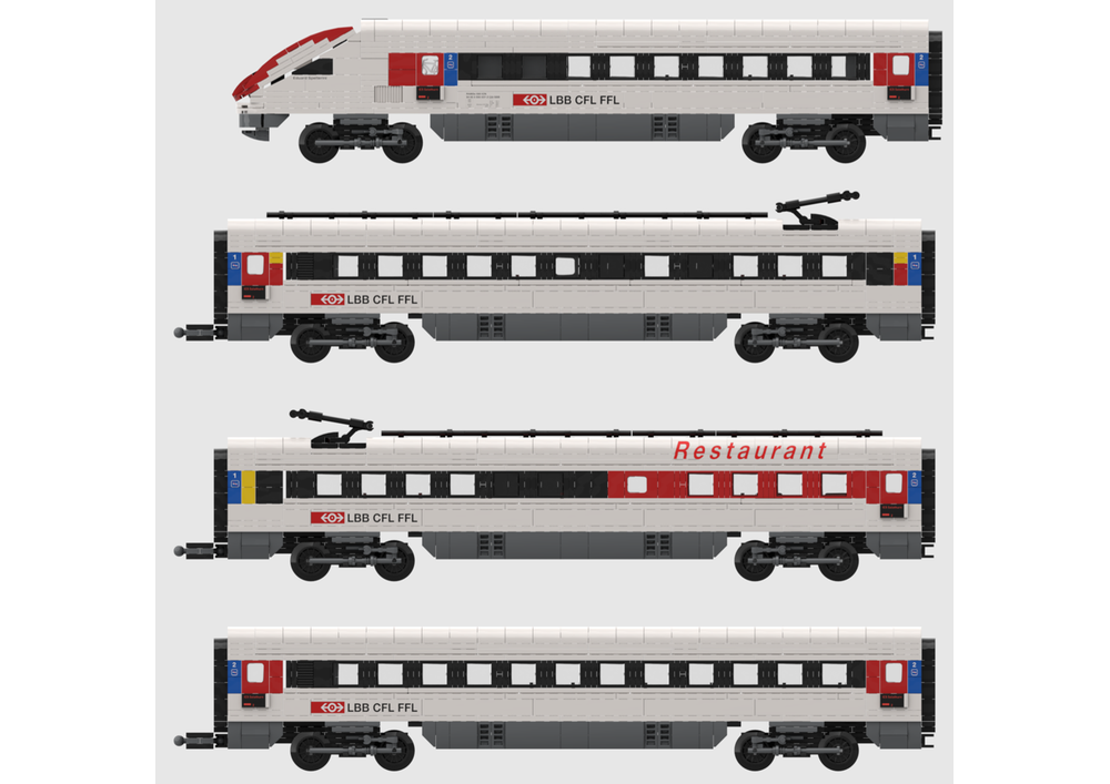 LEGO MOC Swiss Intercity Train "SBB ICN" RABDe 500 Locomotive / Engine ...