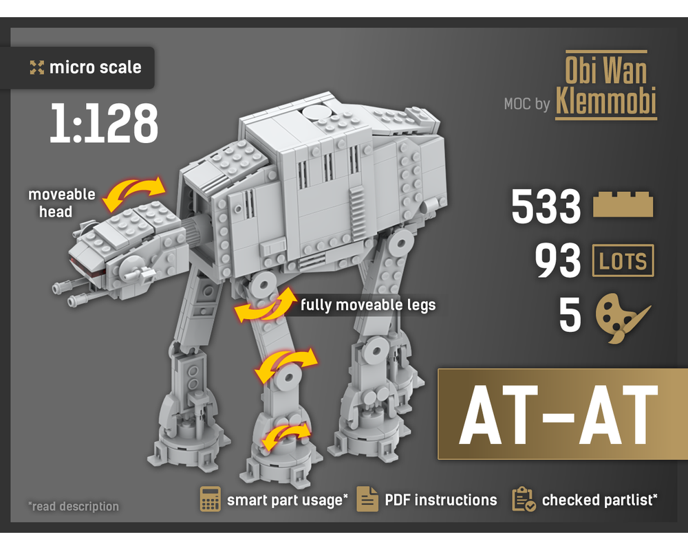 LEGO MOC Micro Series AT-AT Walker, 1:128 by obiwanklemmobi ...