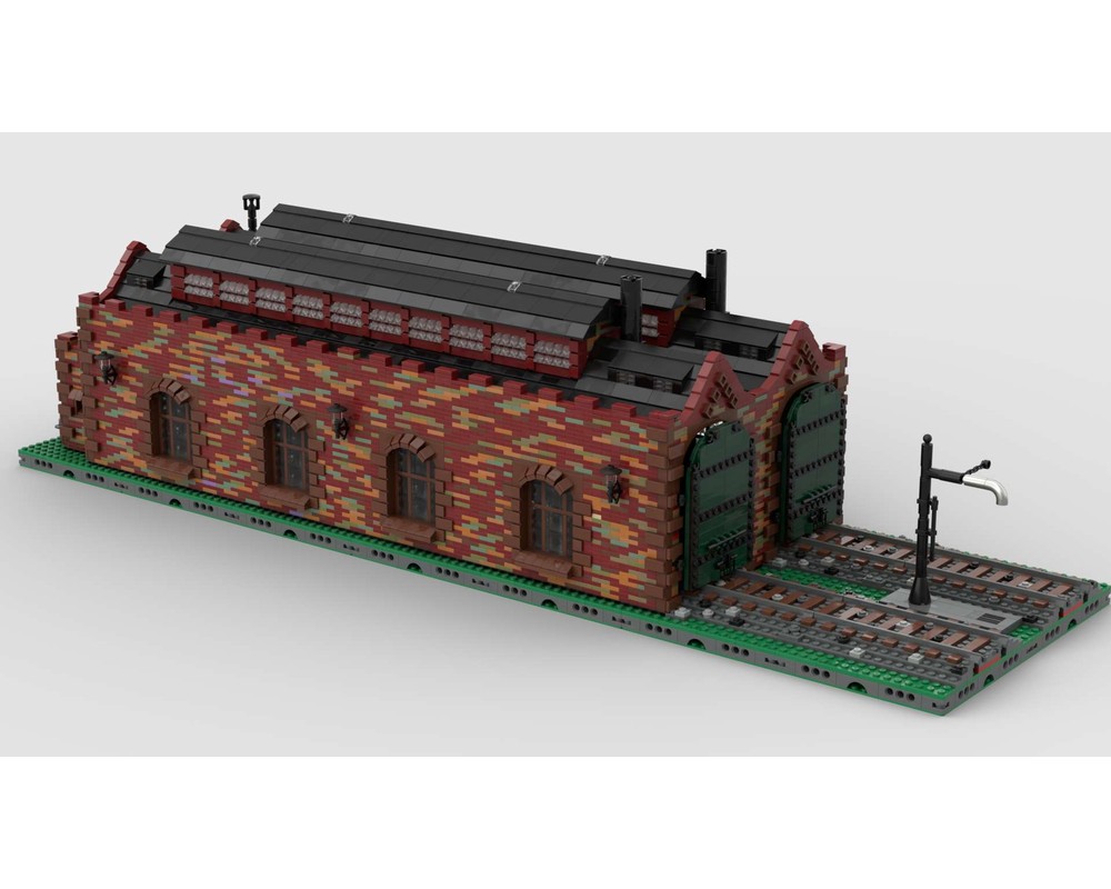 LEGO MOC Two-bay engine shed - weathered by Barduck | Rebrickable ...