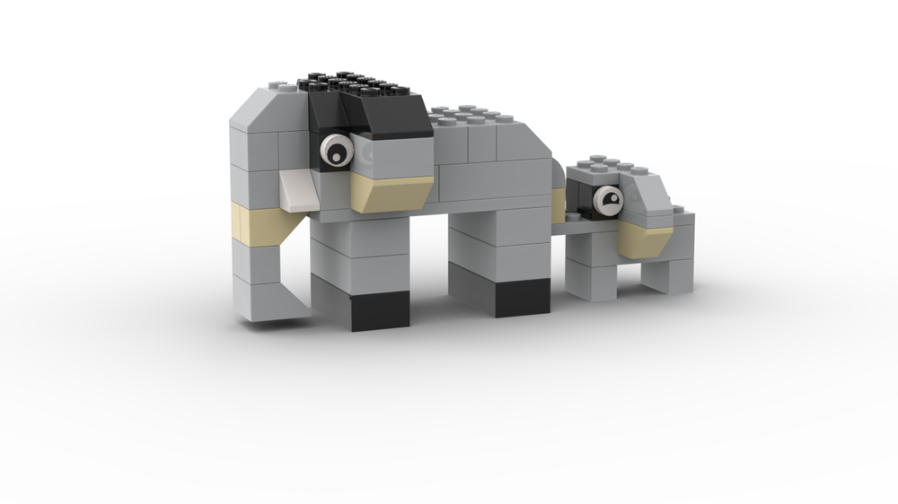 Lego Moc 11016 Grey Elephants By Lenarex Rebrickable Build With Lego