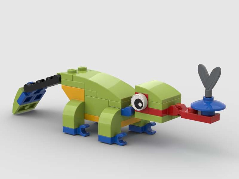 LEGO MOC Gecko Catching a Blue Fly by jlherbst77 | Rebrickable - Build ...