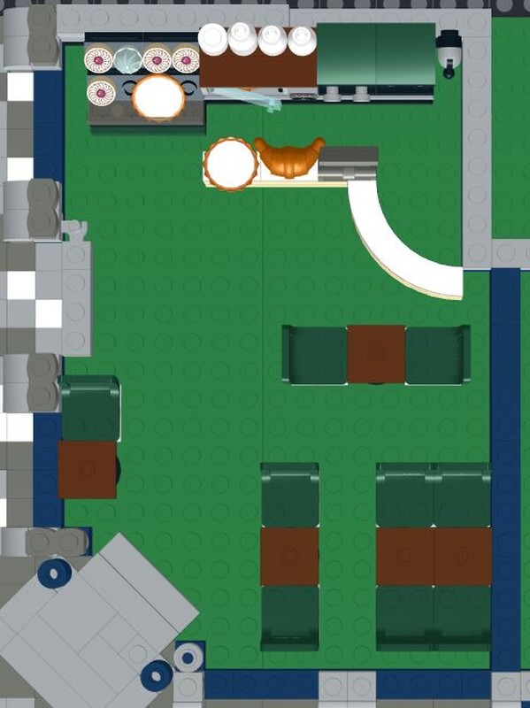 LEGO MOC 10182 Cafe Corner - Interior Detailing for Cafe ground floor ...