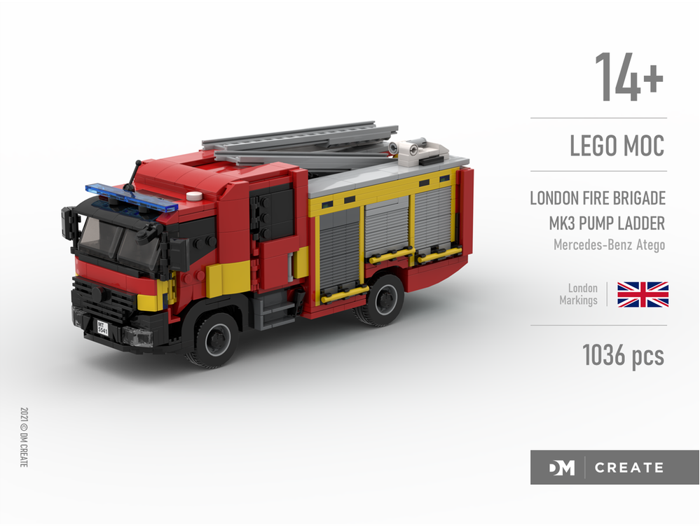 LEGO MOC London Fire Brigade LFB - Mk3 pump ladder (Mercedes-Benz Atego ...
