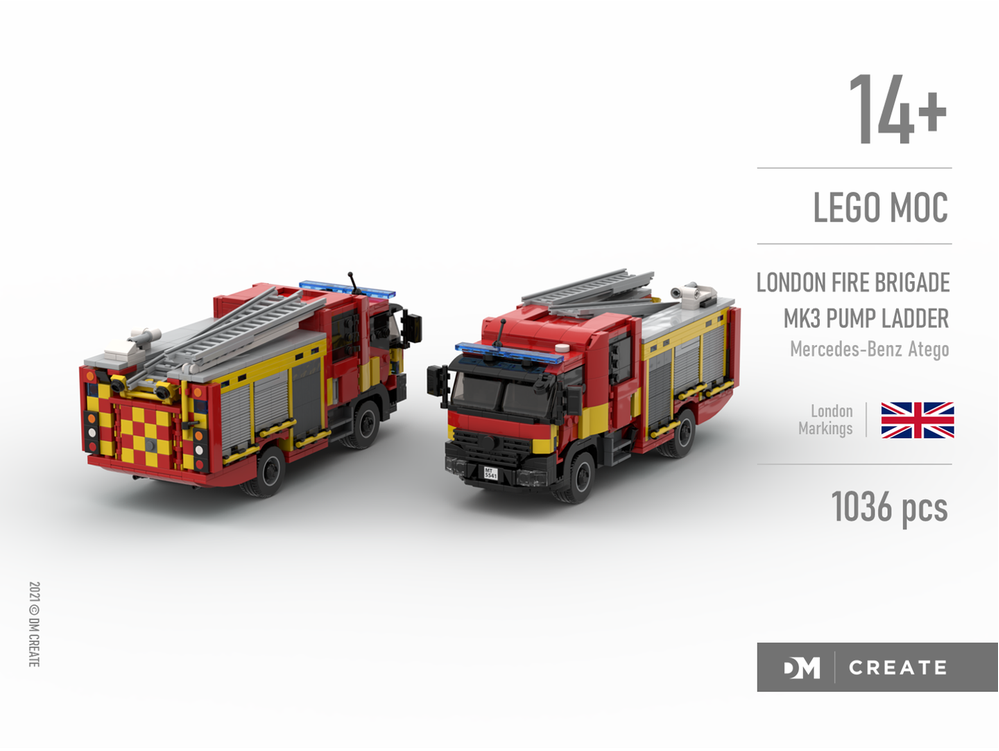 LEGO MOC London Fire Brigade LFB - Mk3 pump ladder (Mercedes-Benz Atego ...
