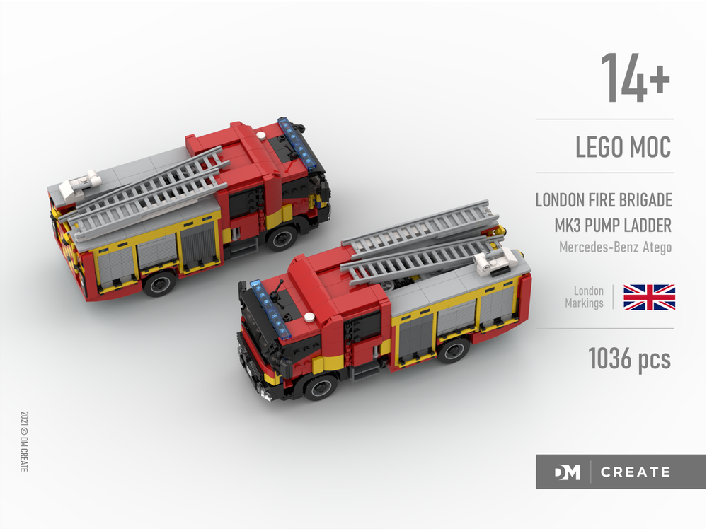 LEGO MOC London Fire Brigade LFB - Mk3 pump ladder (Mercedes-Benz Atego ...