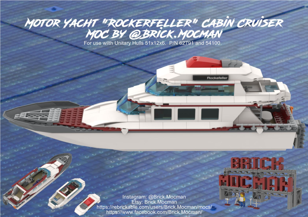LEGO MOC Motor Yacht "Rockerfeller" Cabin Cruiser - White/Red by Brick ...
