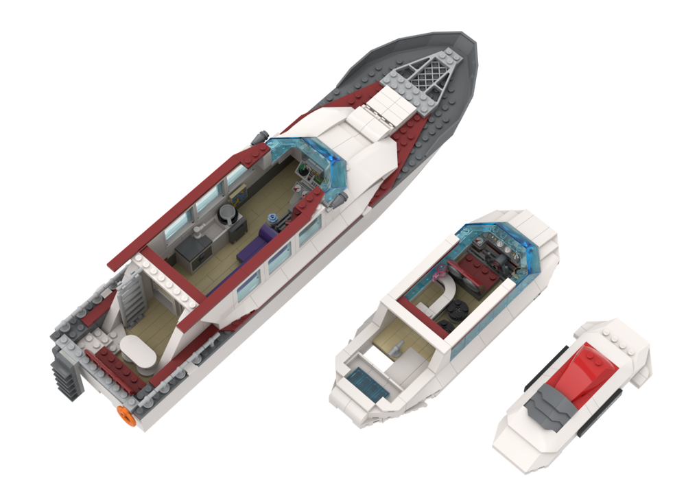 LEGO MOC-82478 Motor Yacht "Rockerfeller" Cabin Cruiser - White/Red by ...