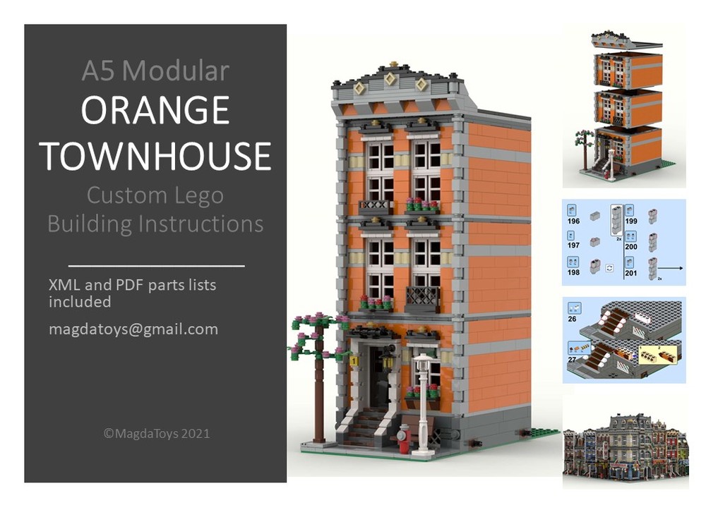 LEGO MOC Orange Townhouse A5 by Magdatoys | Rebrickable - Build with LEGO