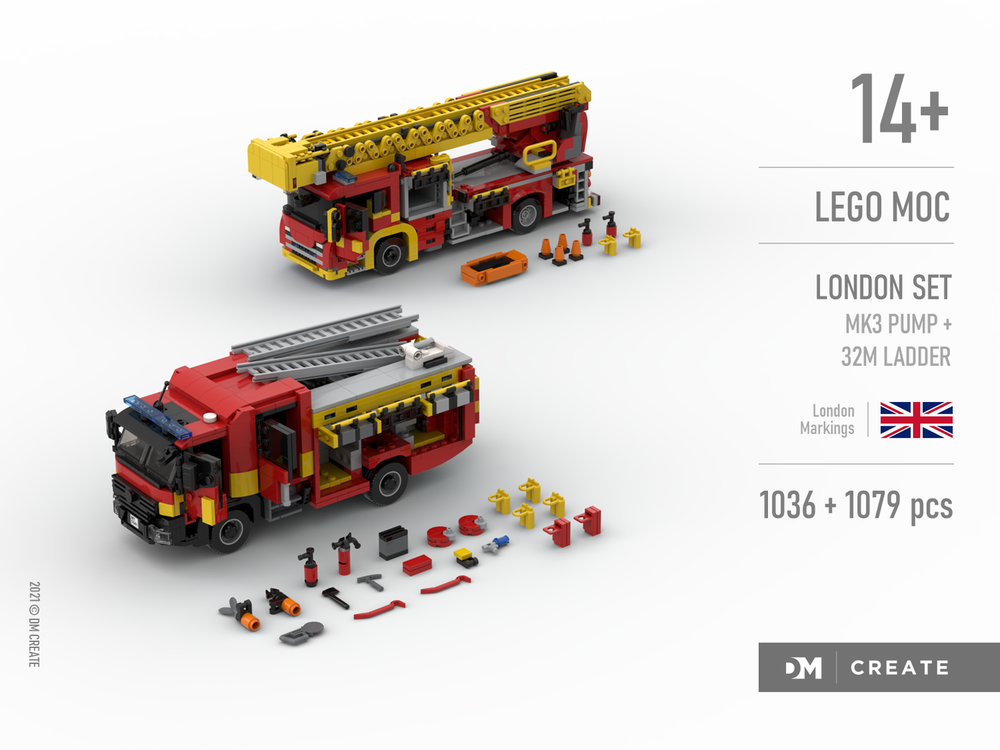 LEGO MOC London set - Mk3 pump ladder + Scania 32M Turntable ladder by ...