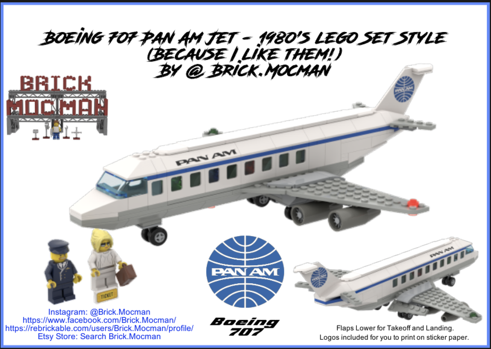 LEGO MOC 1980's Style Pan Am B707 Passenger Jet Airplane by Brick ...