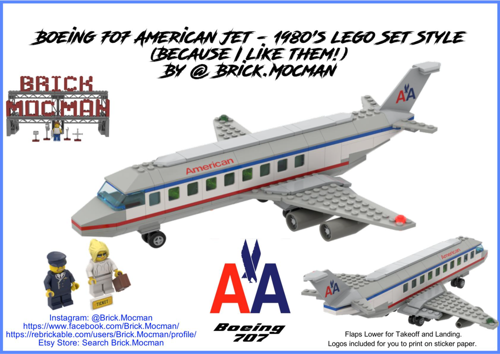 LEGO MOC 1980's Style - American B707 Passenger Jet Airplane by Brick ...