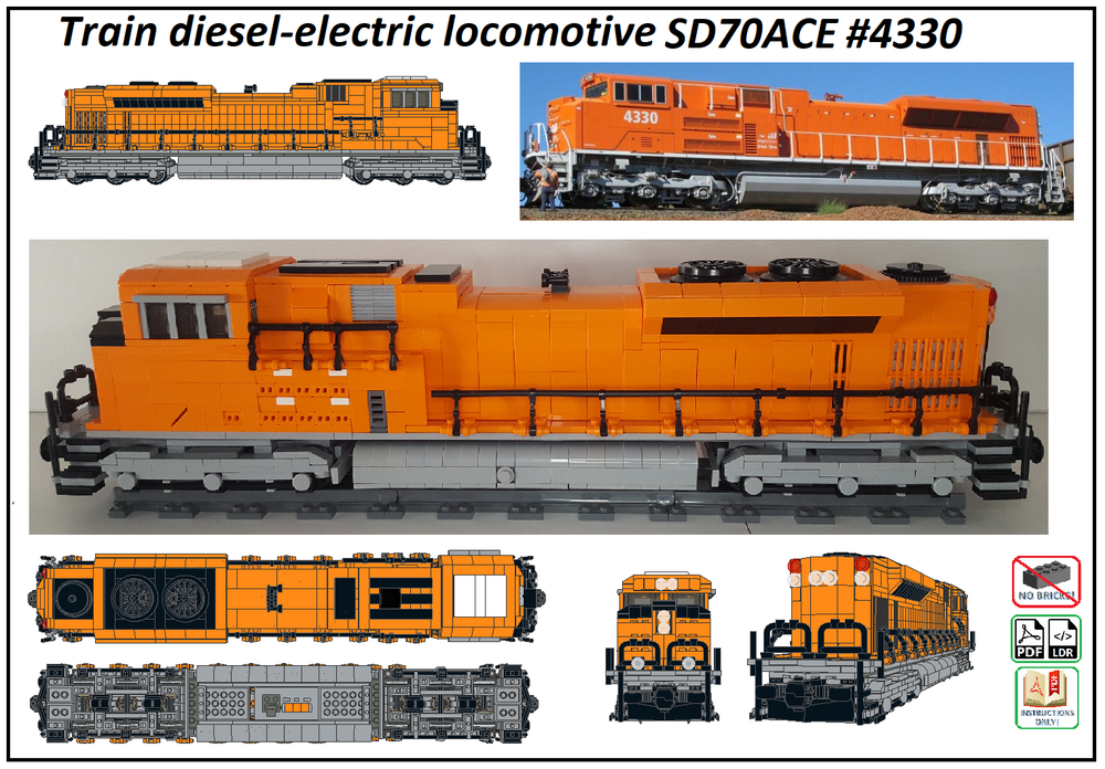 LEGO MOC train MOC SD70ACe #4330 by sssvlad | Rebrickable - Build with LEGO