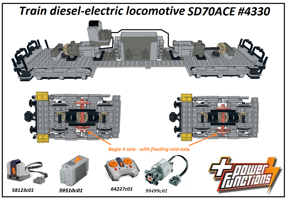 LEGO MOC train MOC SD70ACe #4330 by sssvlad | Rebrickable - Build with LEGO