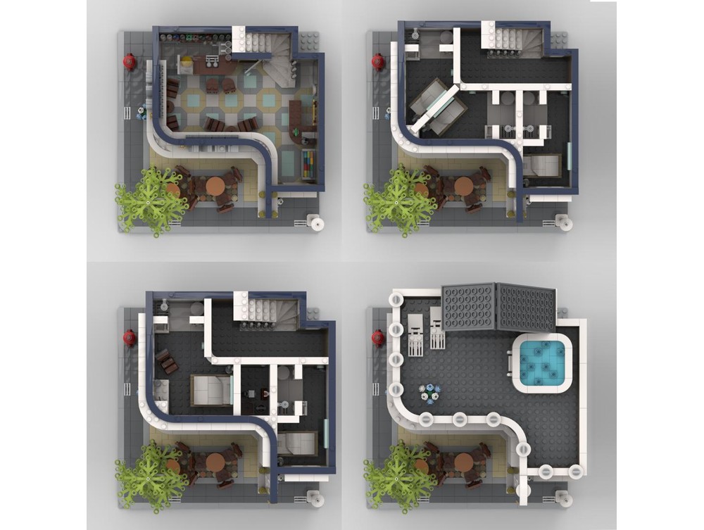 LEGO MOC Modern Corner Hotel by Brinx | Rebrickable - Build with LEGO