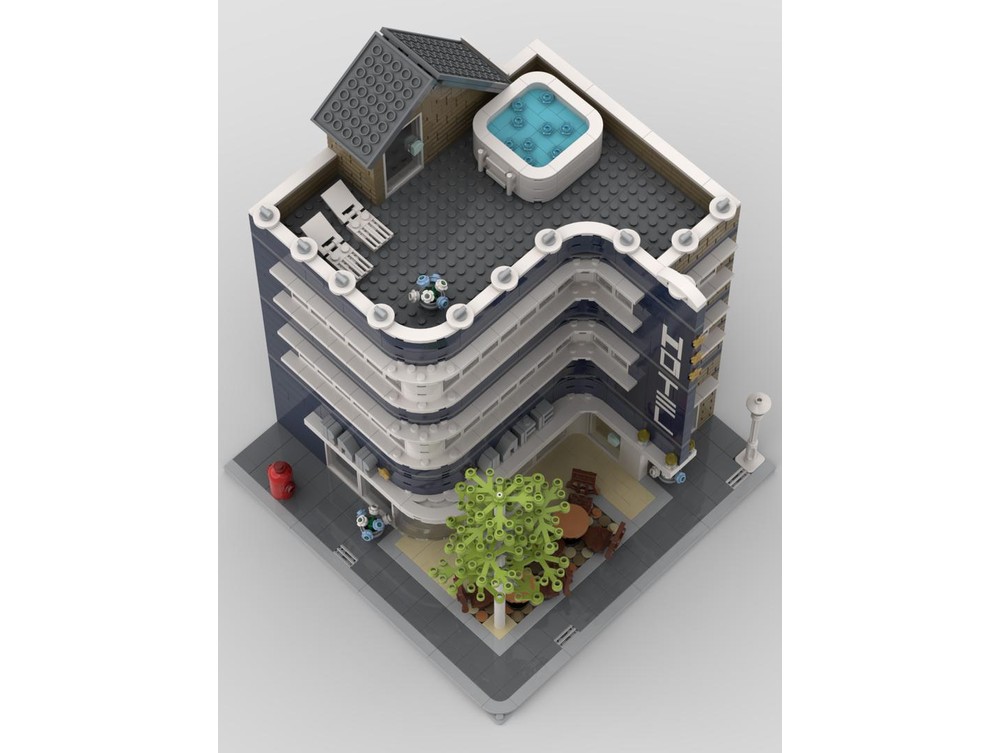 LEGO MOC Modern Corner Hotel by Brinx | Rebrickable - Build with LEGO