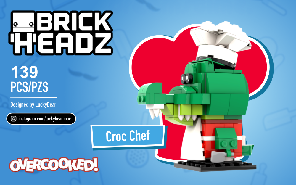 Lego Moc Overcooked Croc Chef Brickheadz By Luckybear Rebrickable